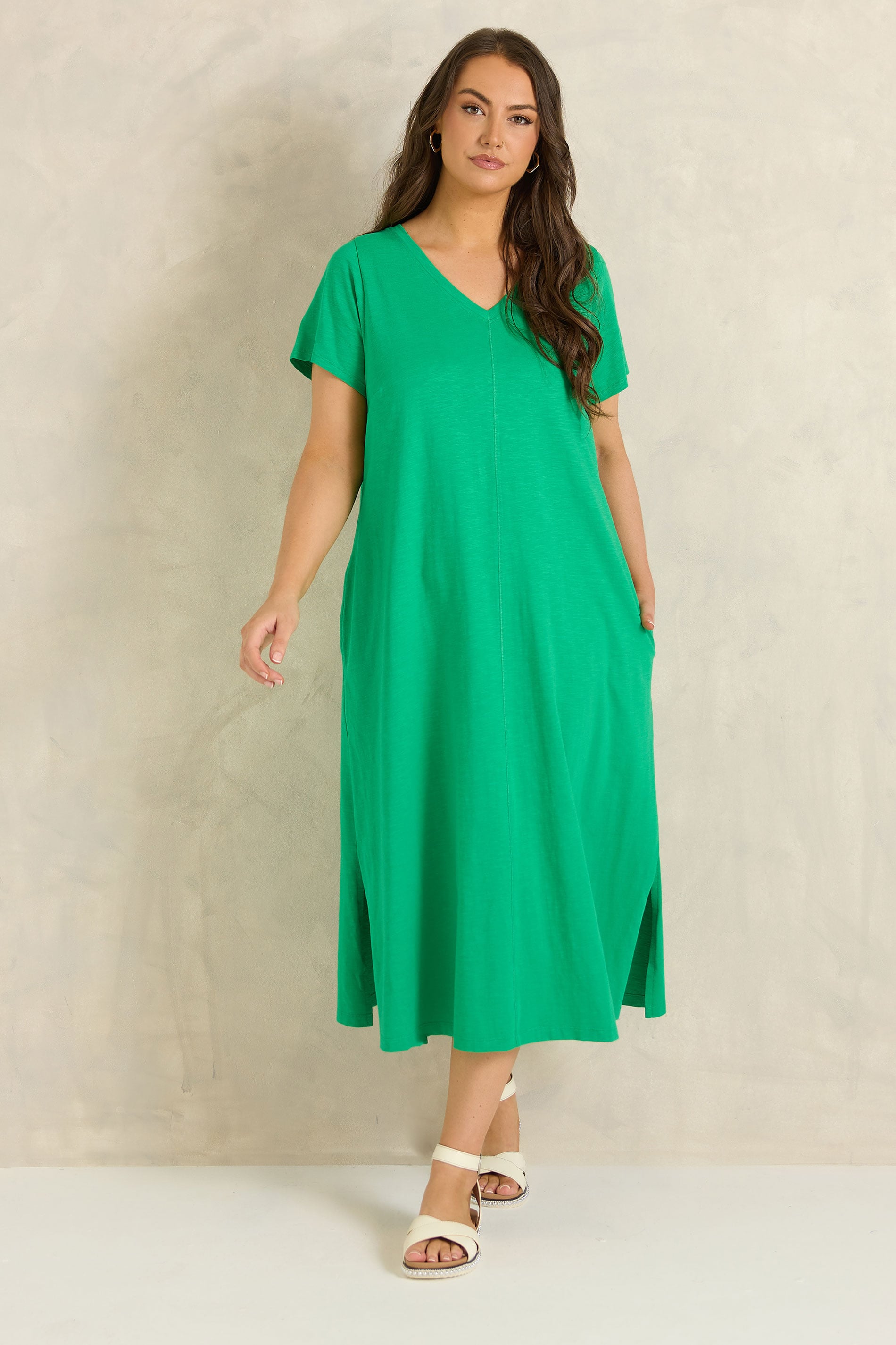 EVANS Plus Size Green Premium Cotton Dress | Evans